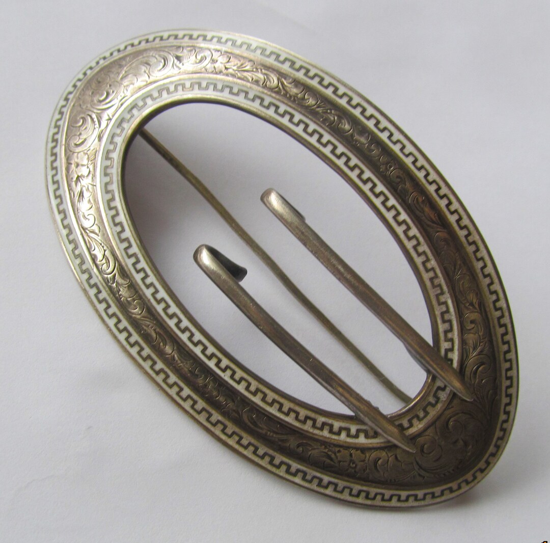 Antique Sterling Silver Enamel Brooch, Art Nouveau William Kerr Sash ...