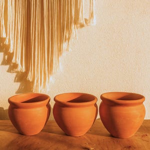 Terracotta Pot Set of 3 - Rustic Handmade Clay Planters, Succulent Pots ...