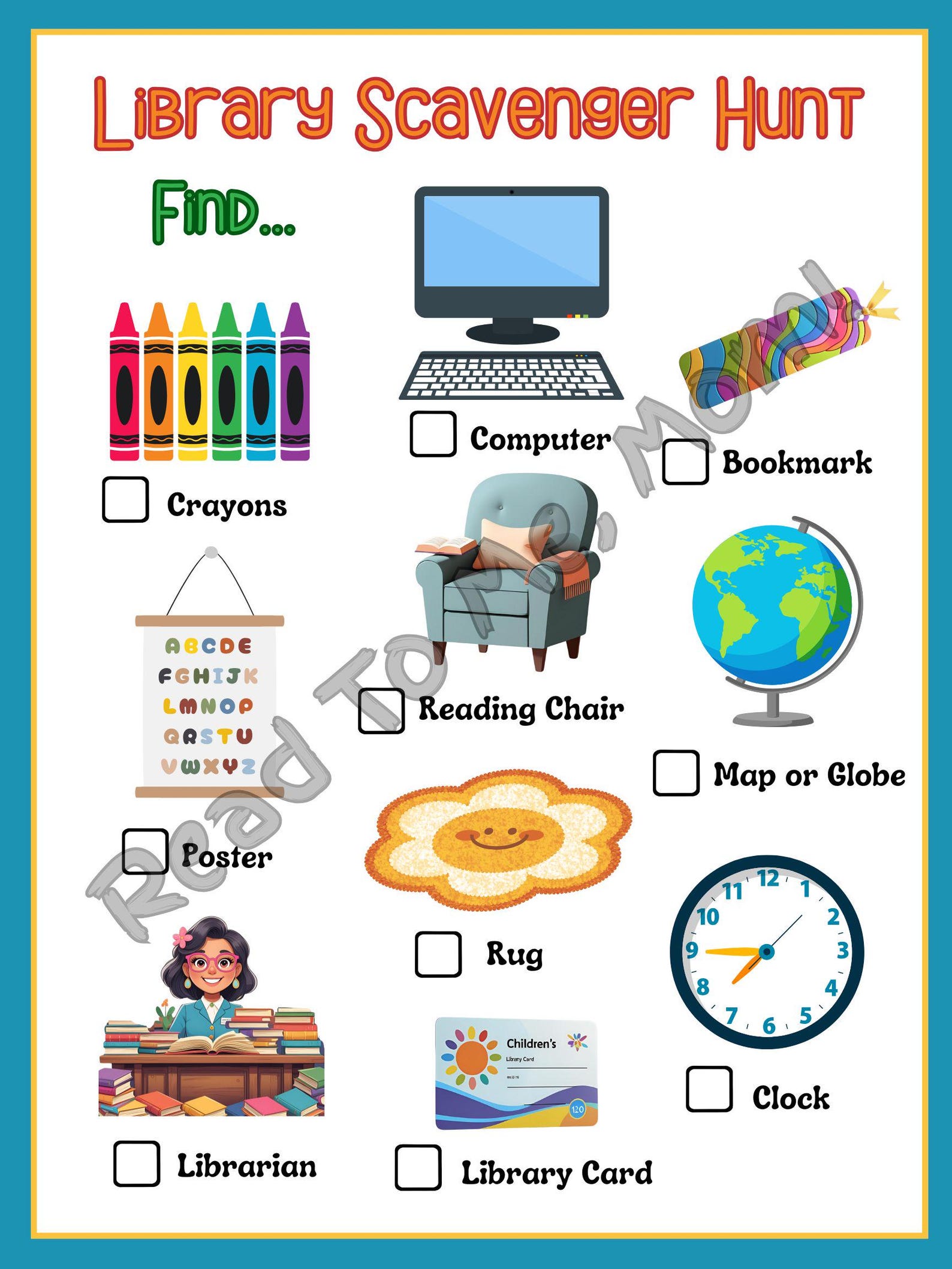Library Bingo + Scavenger Hunt Printable Bundle | Fun Library ...