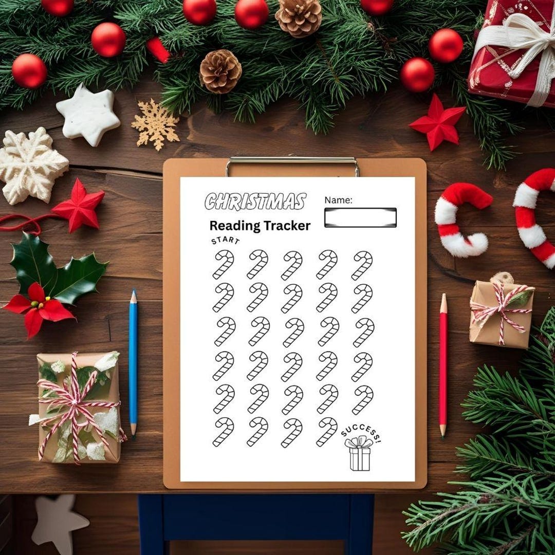 Black & White Printable Christmas Reading Tracker – Color-in Candy Cane ...
