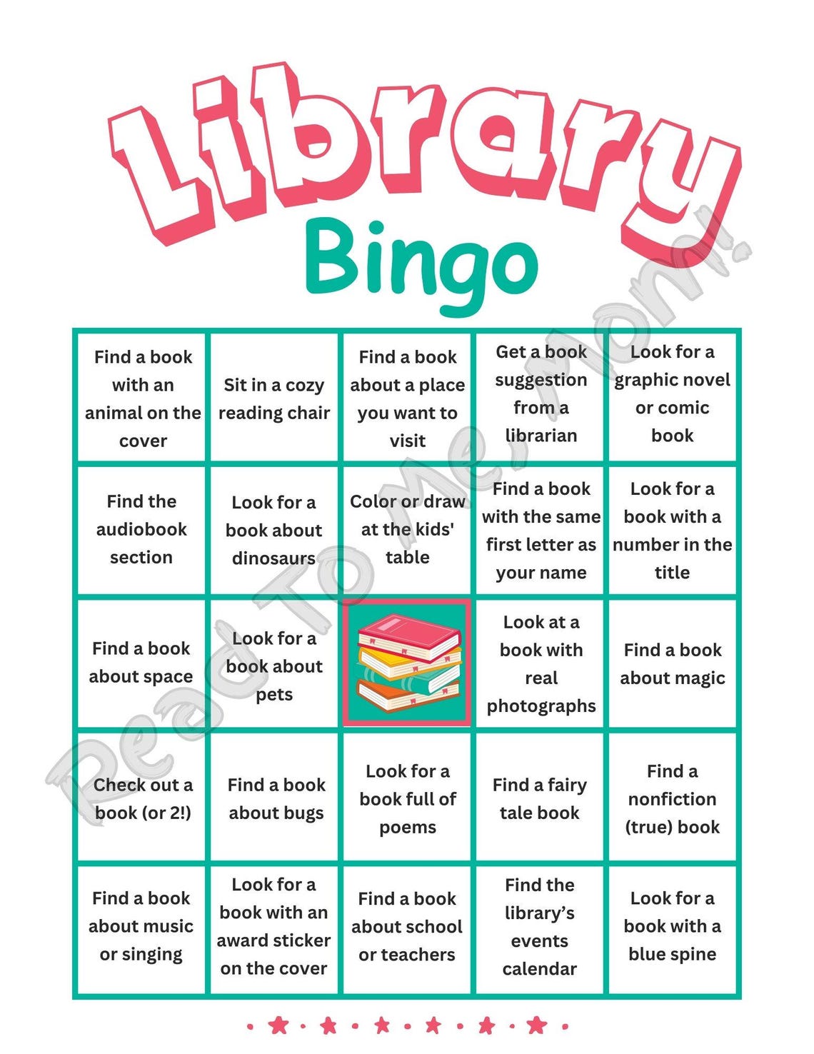 Library Bingo for Kids – Printable Reading Game – Fun Activity for ...