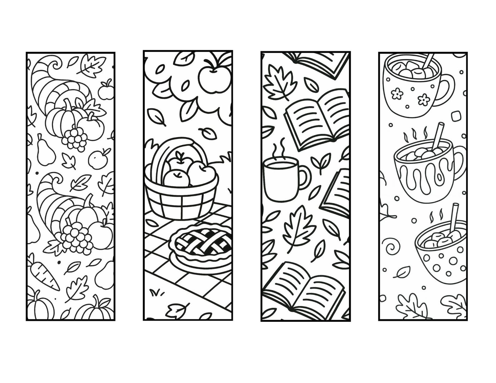 Fall & Halloween Coloring Bookmarks for Kids: Printable Autumn Activity ...