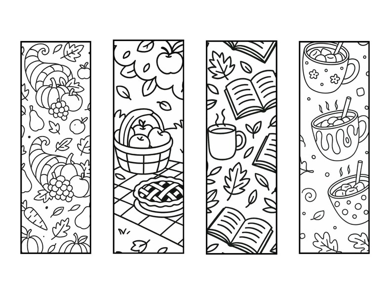 Fall & Halloween Coloring Bookmarks for Kids: Printable Autumn Activity ...