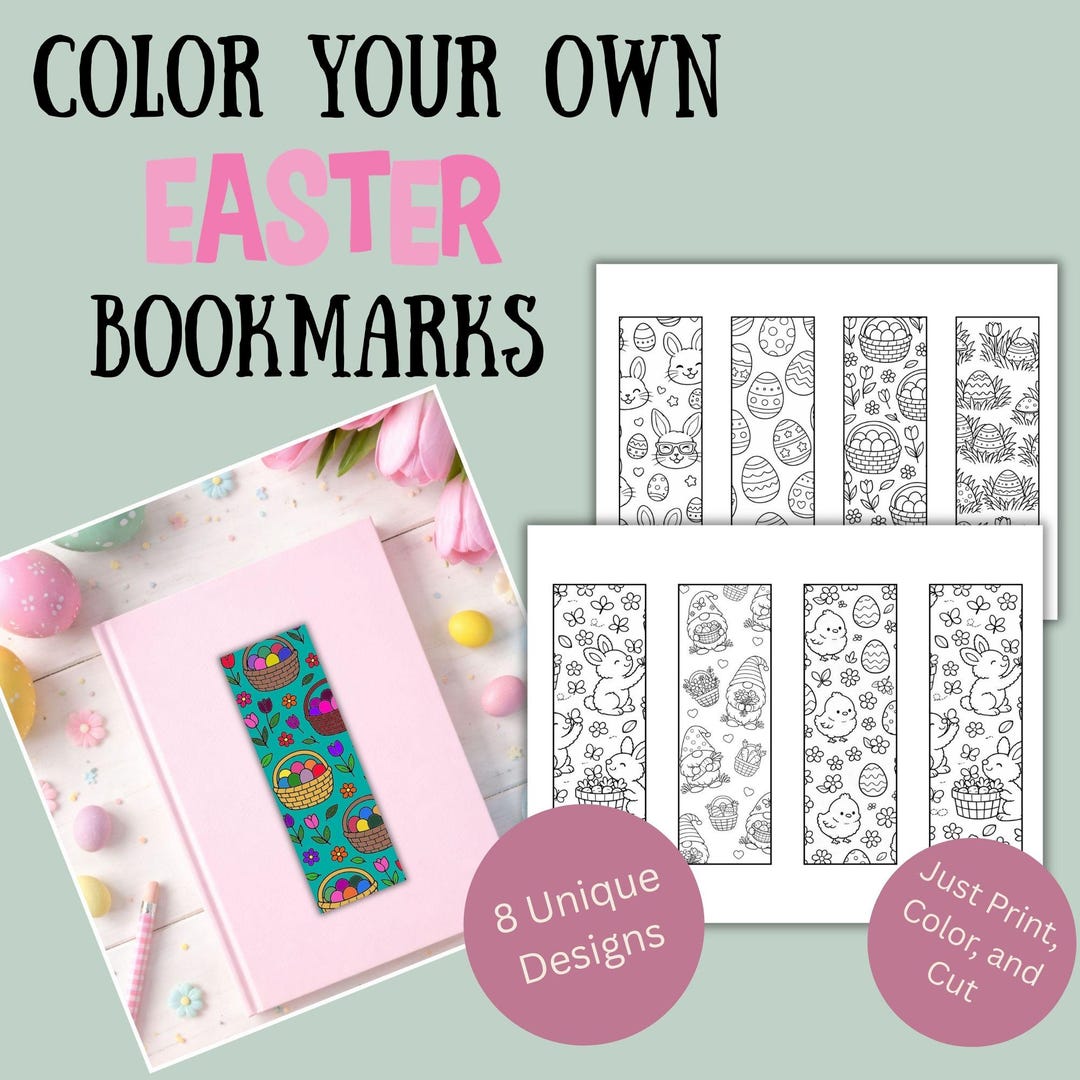 Easter Bookmarks to Color - 8 Printable PDF Bookmarks - Etsy