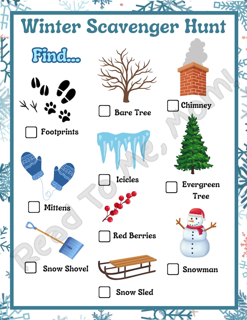 Winter Scavenger Hunt for Kids – Printable Outdoor Activity for Snowy ...
