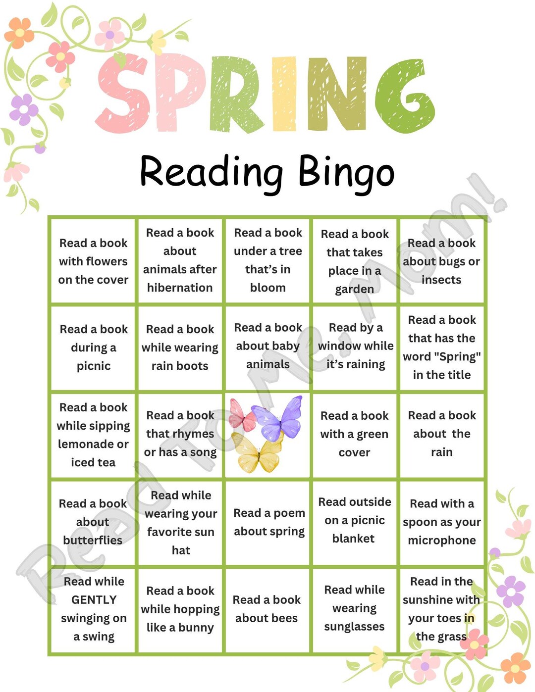 Spring Reading Bingo for Kids | Printable Reading Challenge | Fun ...