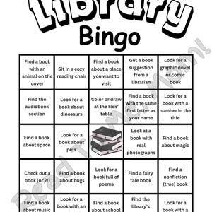 Library Bingo for Kids: Fun Reading Challenge (printable PDF) - Etsy