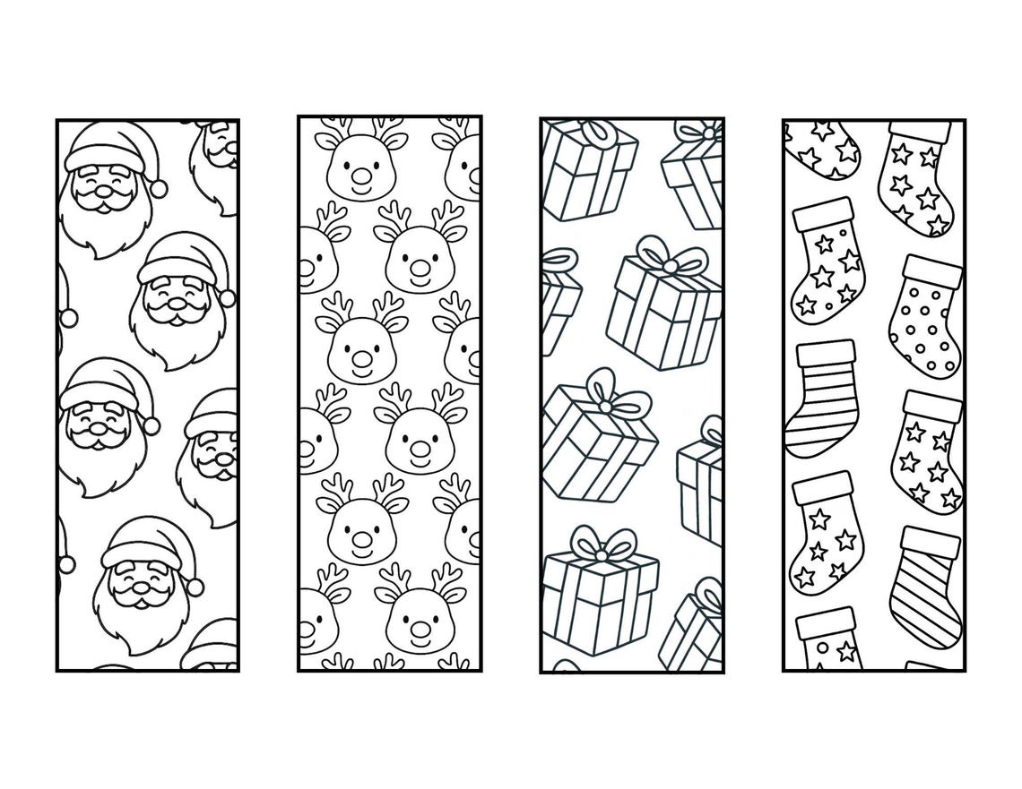 Christmas Coloring Bookmarks for Kids: Printable Christmas Activity ...