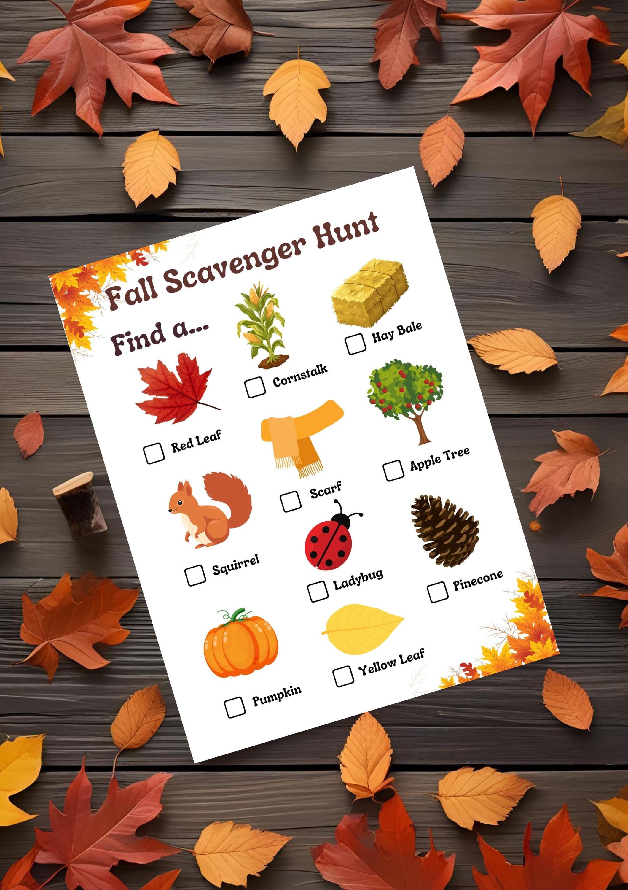 Fall Scavenger Hunt for Kids: Autumn Nature Walk Printable (PDF ...