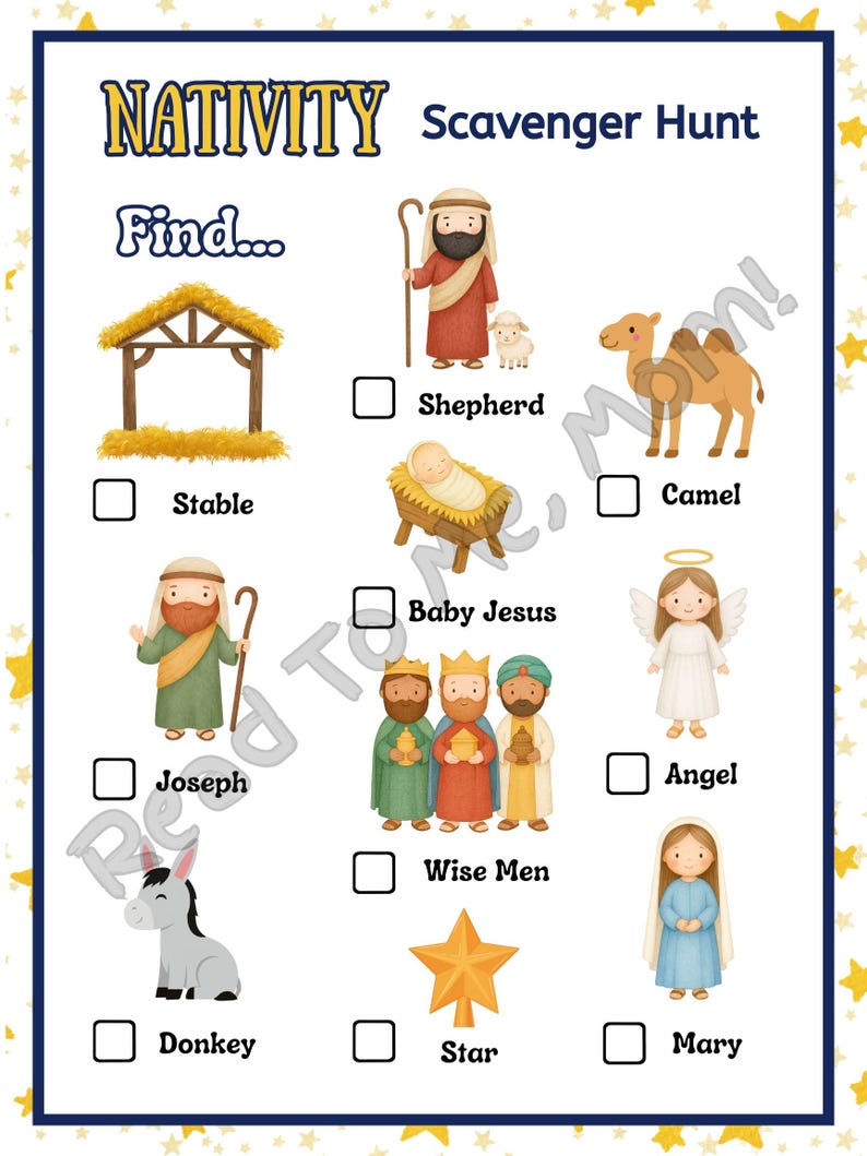 Nativity Scavenger Hunt: Christmas Activity for Kids (PDF Download - Etsy