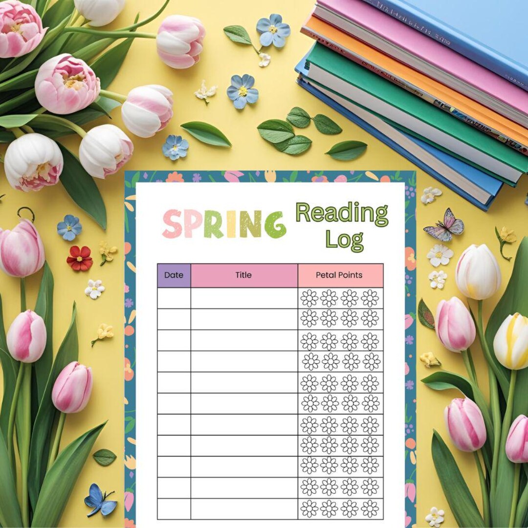 Spring Reading Log for Kids: Printable Book Tracker (PDF Download ...