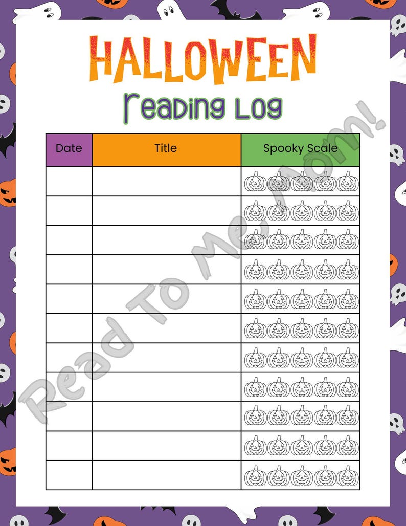 Halloween Reading Log – Printable Tracker for Kids | Spooky Reading ...