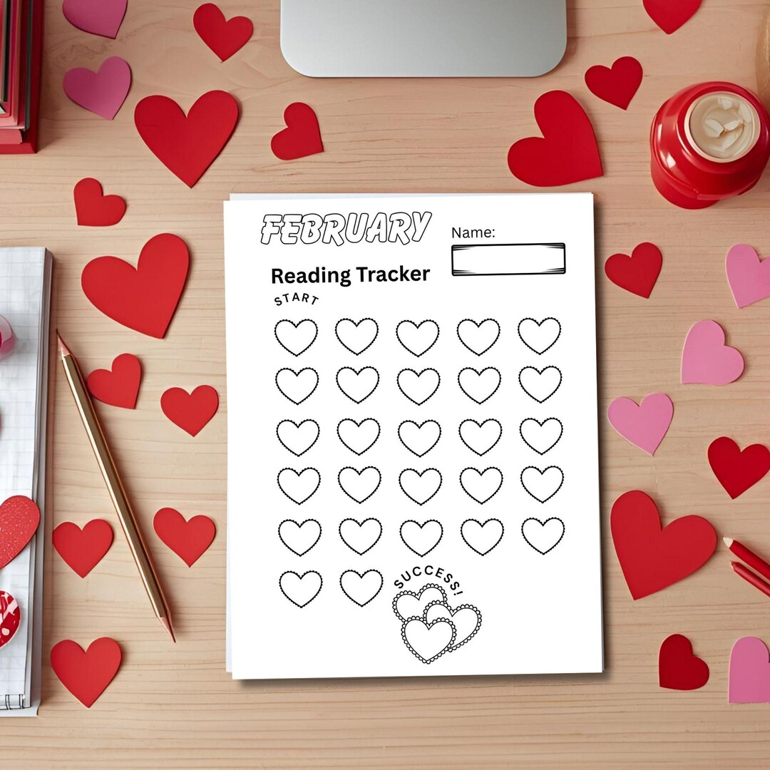 Valentine's Day Reading Chart for Kids – Instant Download (PDF) - Etsy