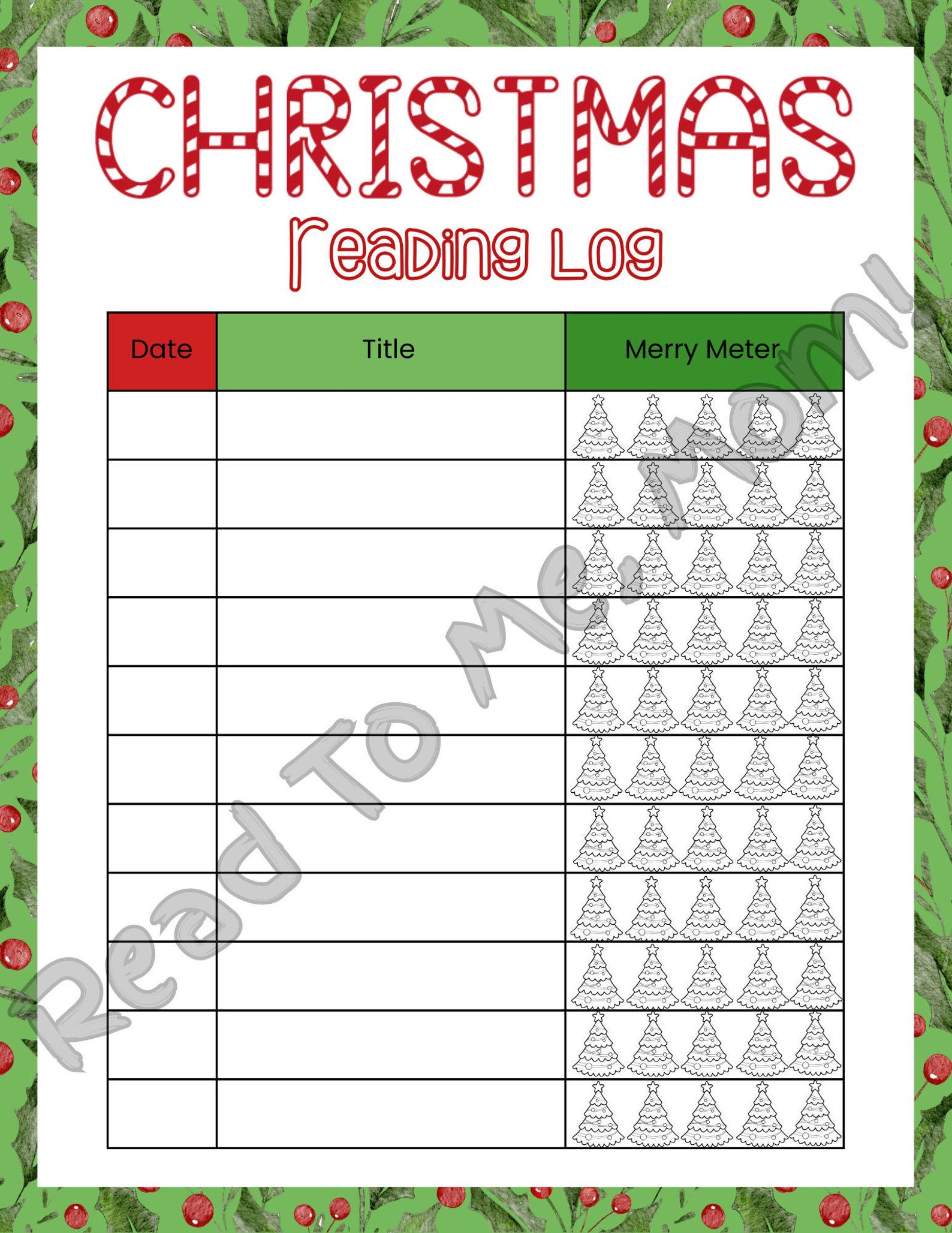 Christmas Reading Log for Kids – Printable Holiday Book Tracker With ...
