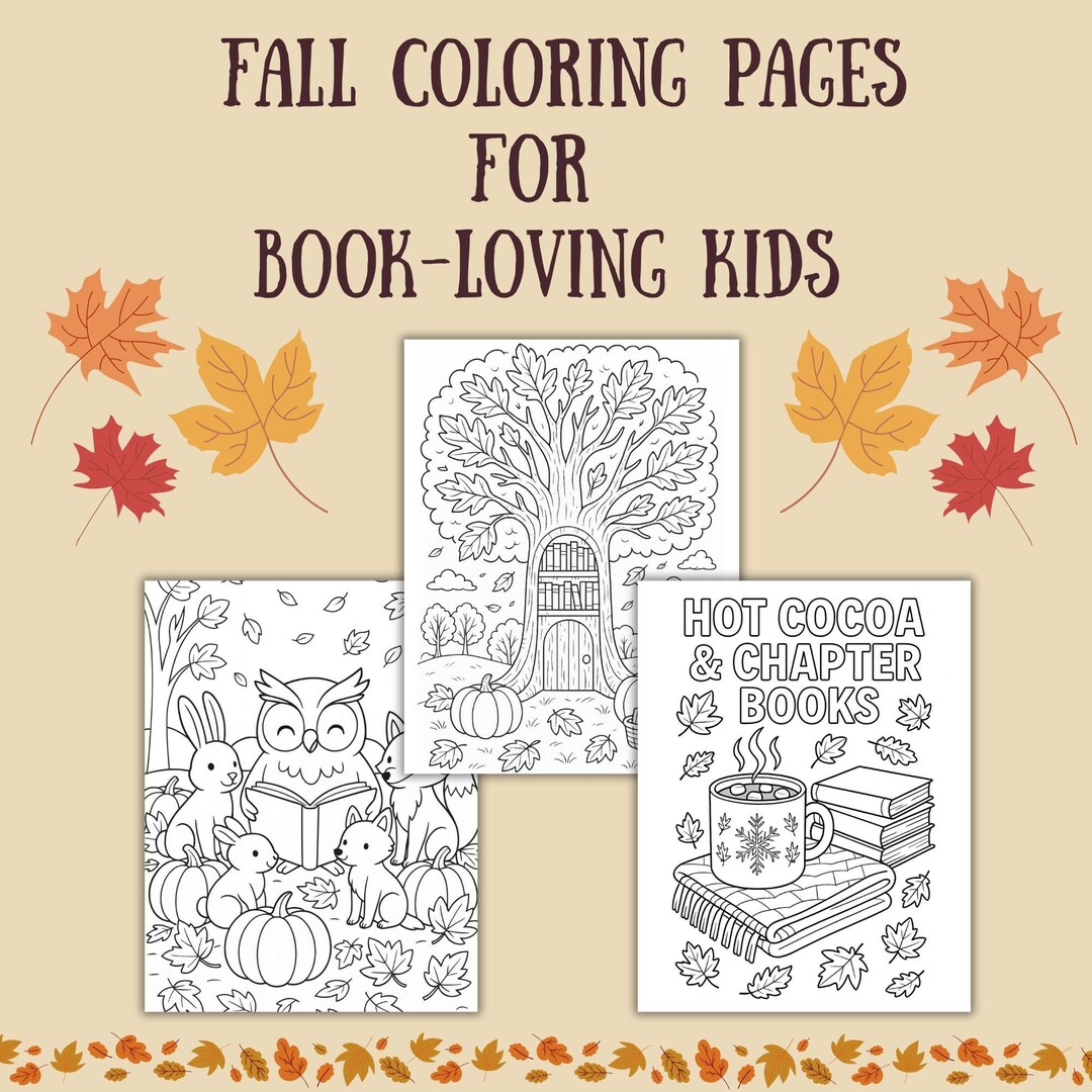 Fall Reading Coloring Pages for Kids – Printable Fall-themed Coloring ...