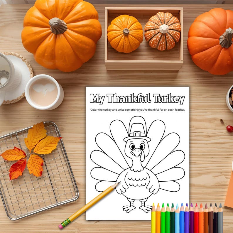 Thanksgiving Coloring & Writing Activity for Kids | PDF Instant ...