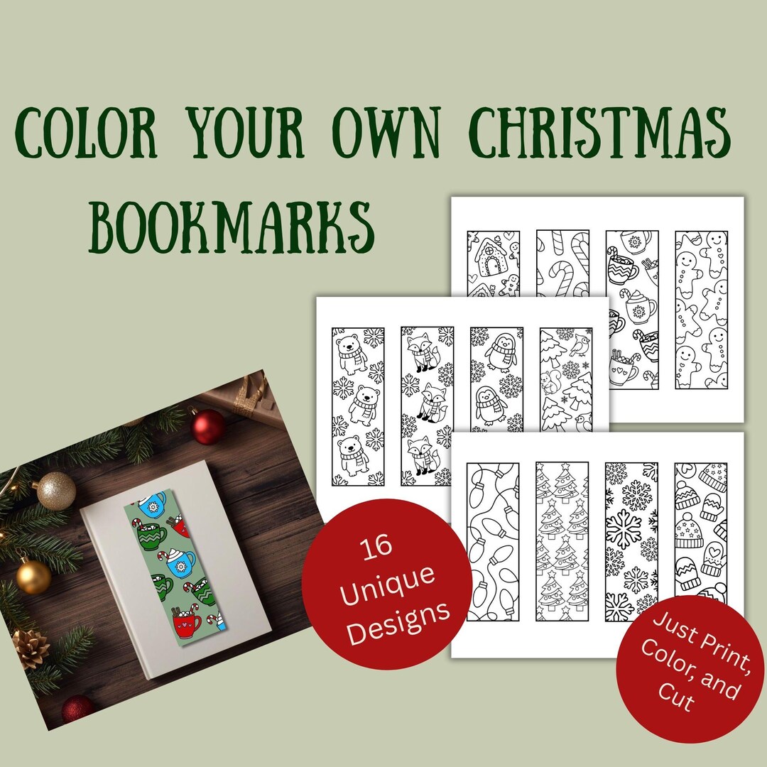 Christmas Coloring Bookmarks for Kids: Printable Christmas Activity ...