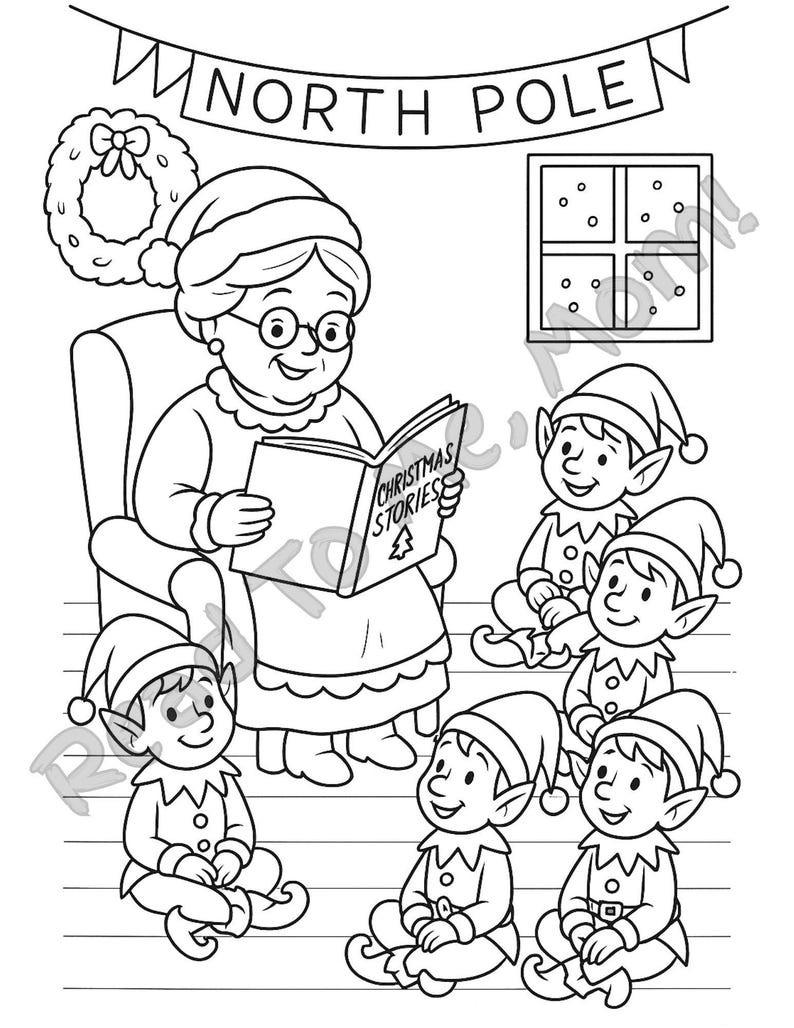 Christmas Coloring Pages for Kids – 12 Printable Holiday Reading-themed ...