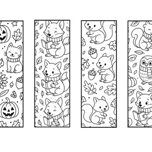 Fall & Halloween Coloring Bookmarks for Kids: Printable Autumn Activity ...