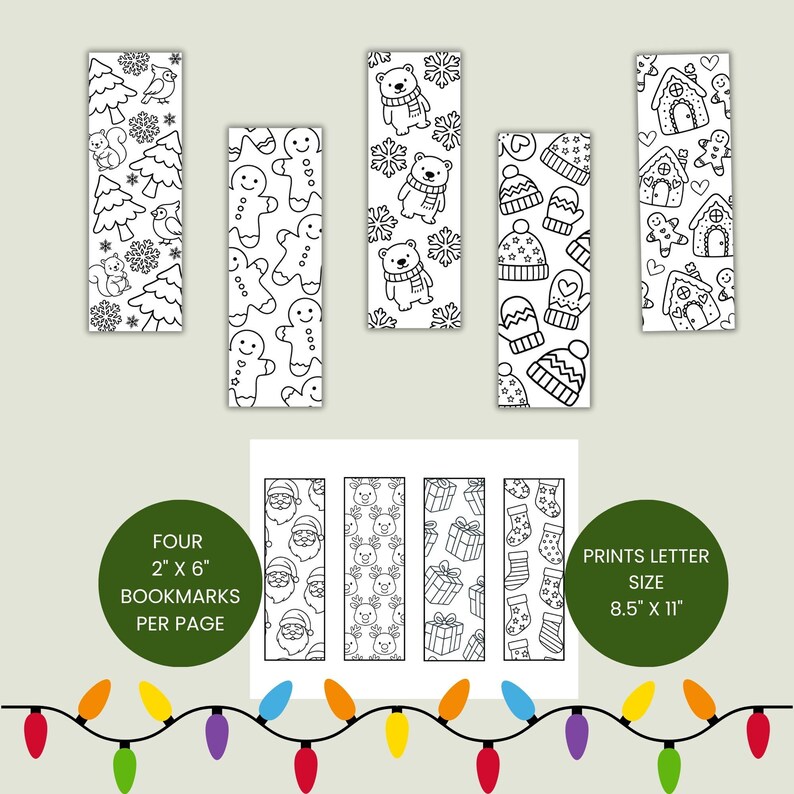 Christmas Coloring Bookmarks for Kids: Printable Christmas Activity ...