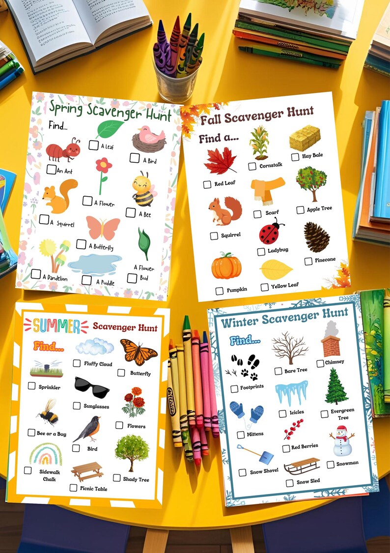Seasonal Scavenger Hunt Bundle – Printable Outdoor Activities for Kids ...