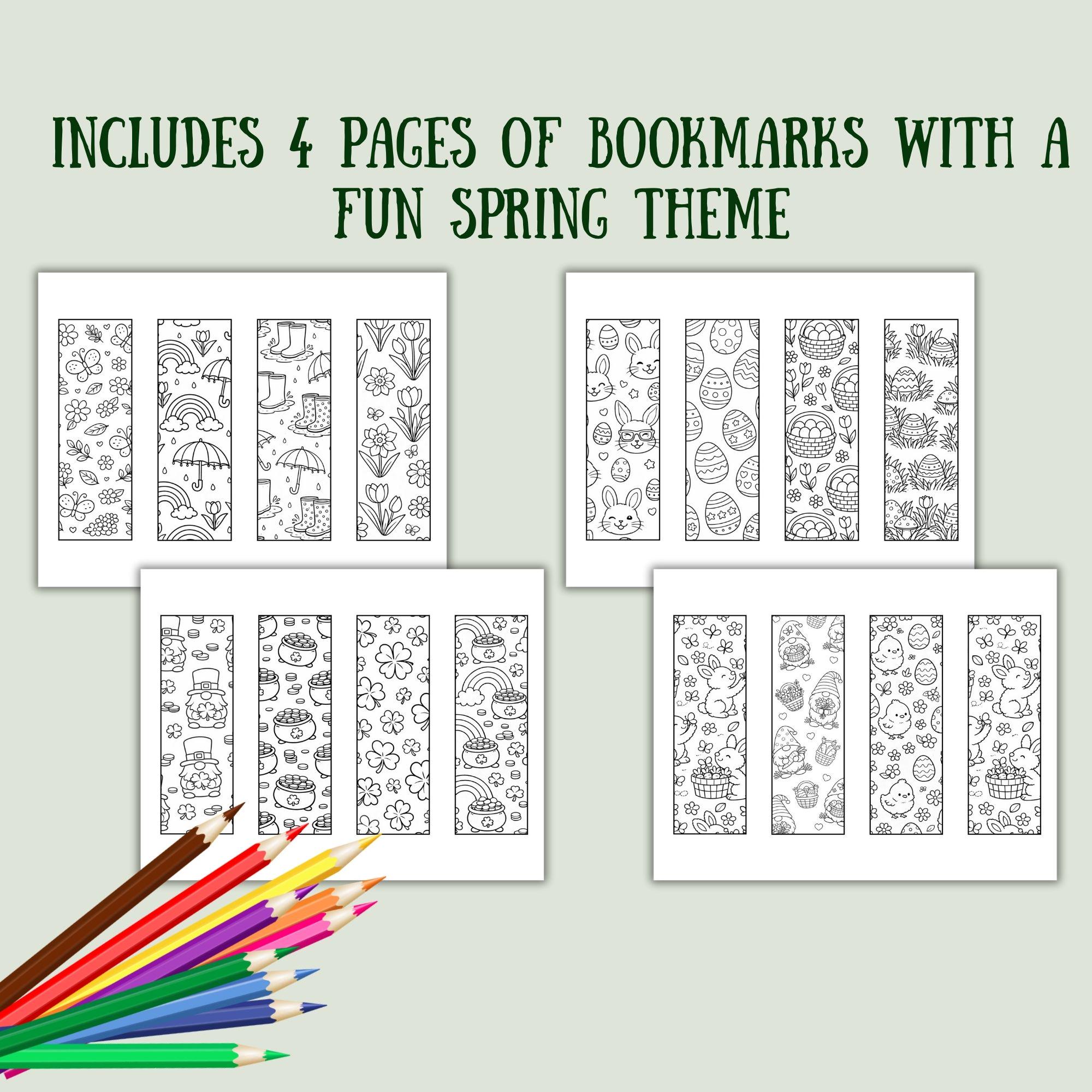 Spring Bookmarks for Kids to Color | Printable Spring Activity PDF - Etsy