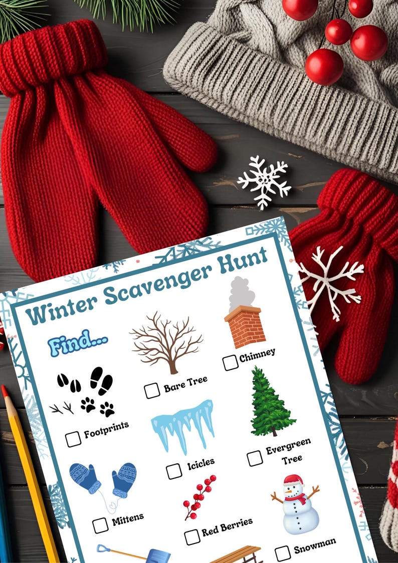 Winter Scavenger Hunt for Kids – Printable Outdoor Activity for Snowy ...