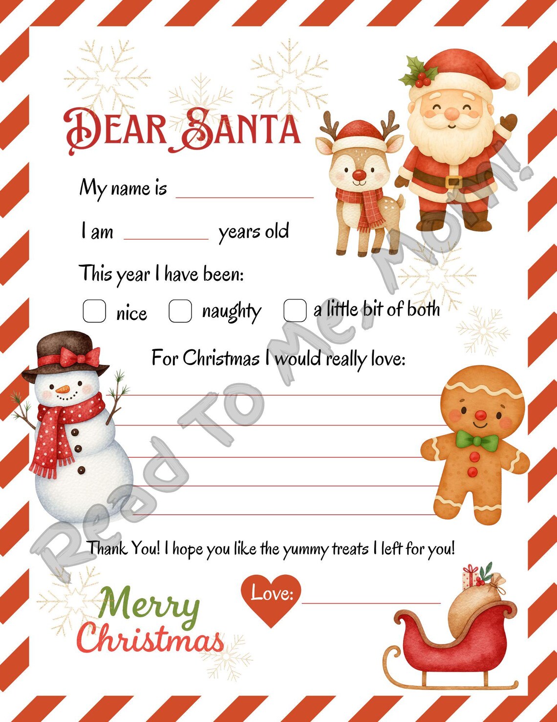Santa Letter Printable – Christmas Wish List Template for Kids - Etsy