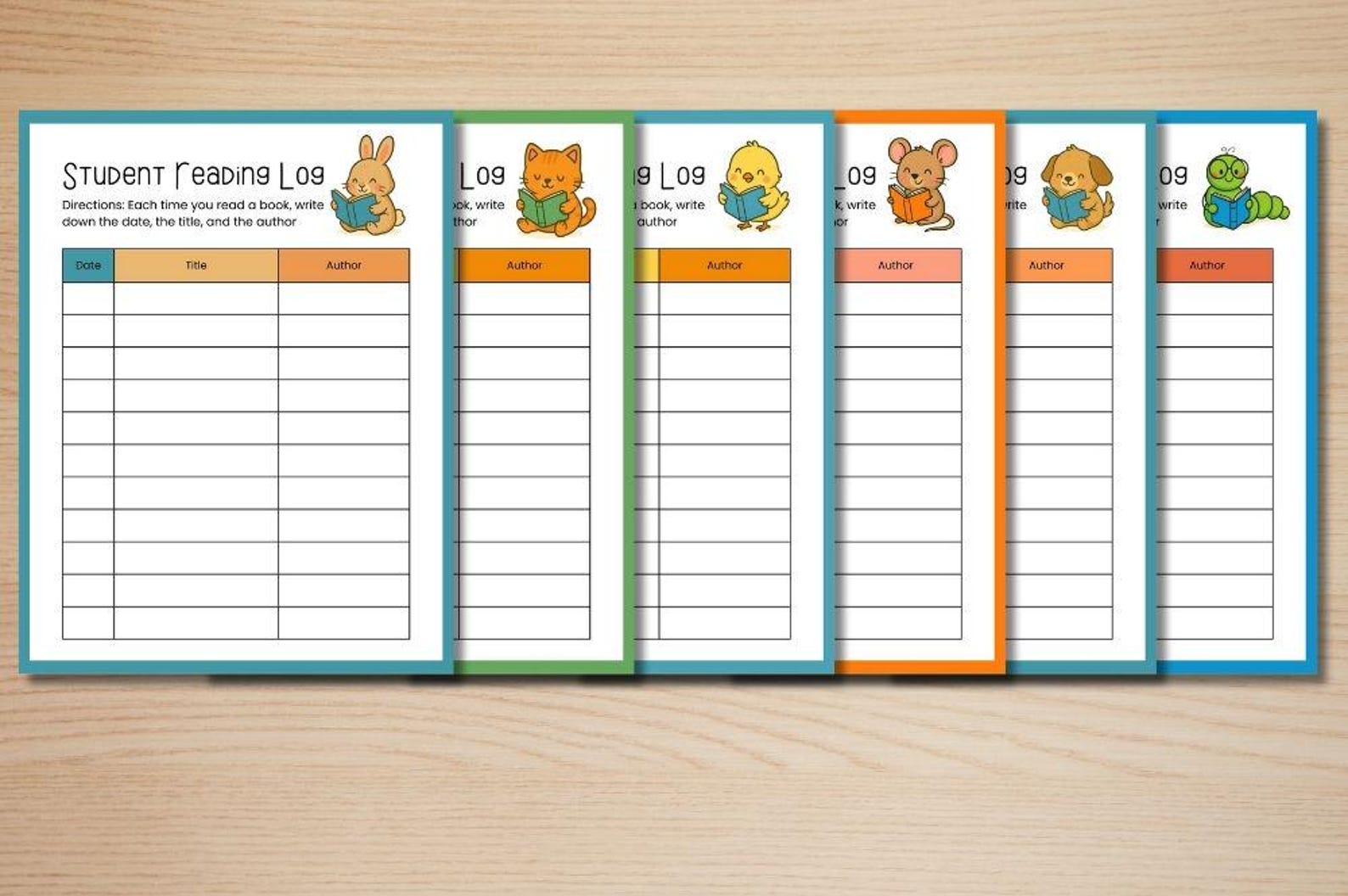 Printable PDF Reading Logs for Kids - Cozy Critters Reading Trackers - Etsy