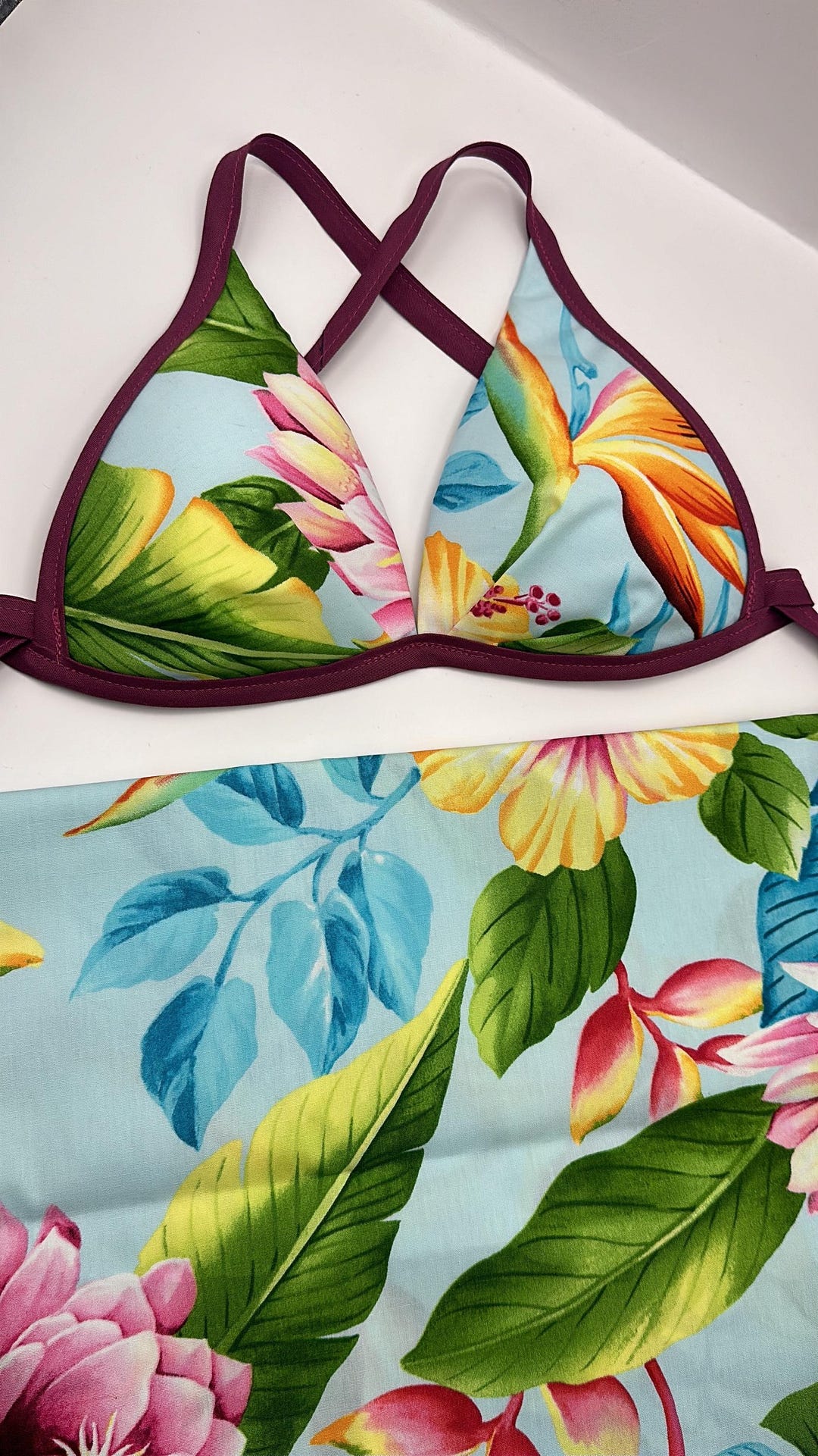 TROPICAL FLORAL PRINT Children’s Top & Cotton Pareu/pareo for Tahitian ...