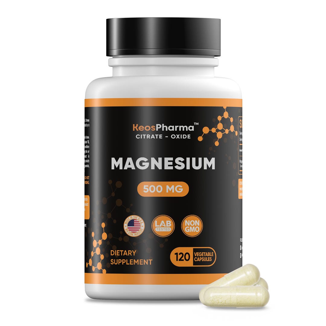 Keospharma Magnesium Citrate 500mg Oxide 120 Capsules - Stress Relief ...