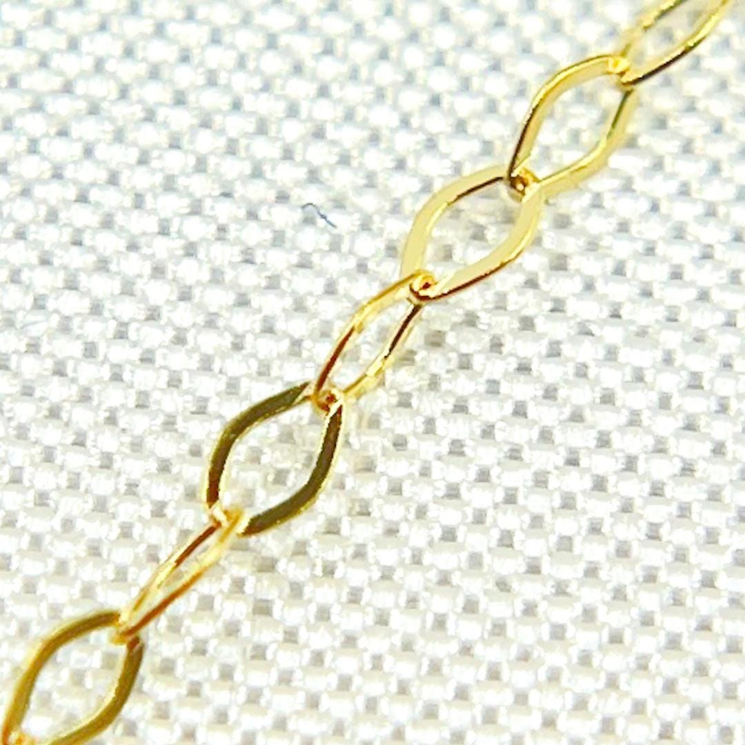 14K Solid Gold Flat Oval Link Chain by Foot for Permanent Jewelry ...