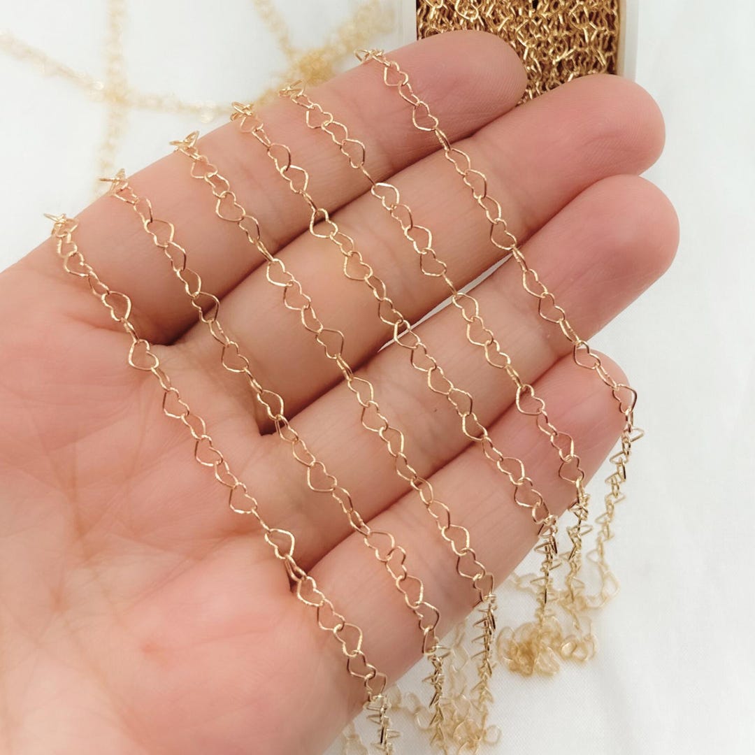 14k Gold Filled Heart Link Chain, Sold by the Foot. V233GF - Etsy