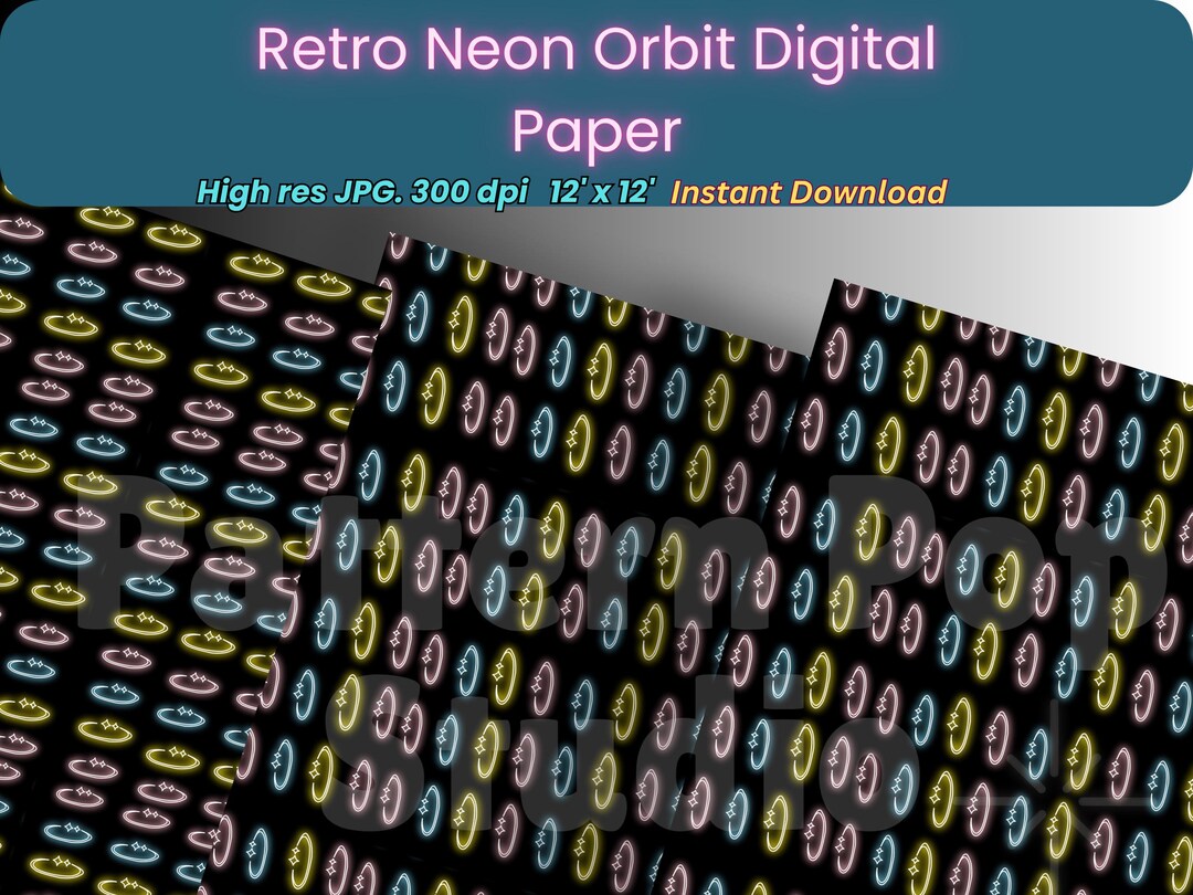 Retro Orbit Pattern Digital Paper | Seamless 12x12 JPG | Mid Century ...