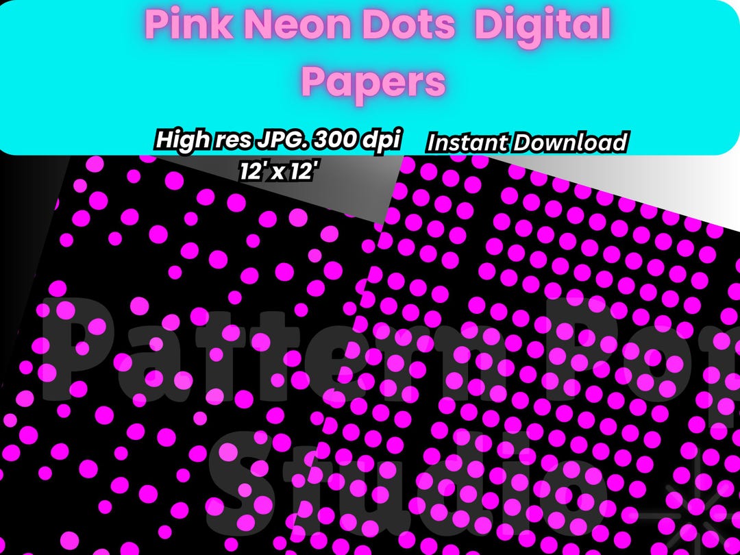 Neon Pink Dots Digital Paper, Polka Dots Scrapbook Seamless Pattern ...
