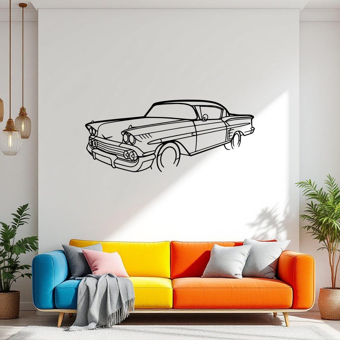 Impala 1958 Angle Car Decorwall Art, Metal Car Wall Decor, Gift for Car ...