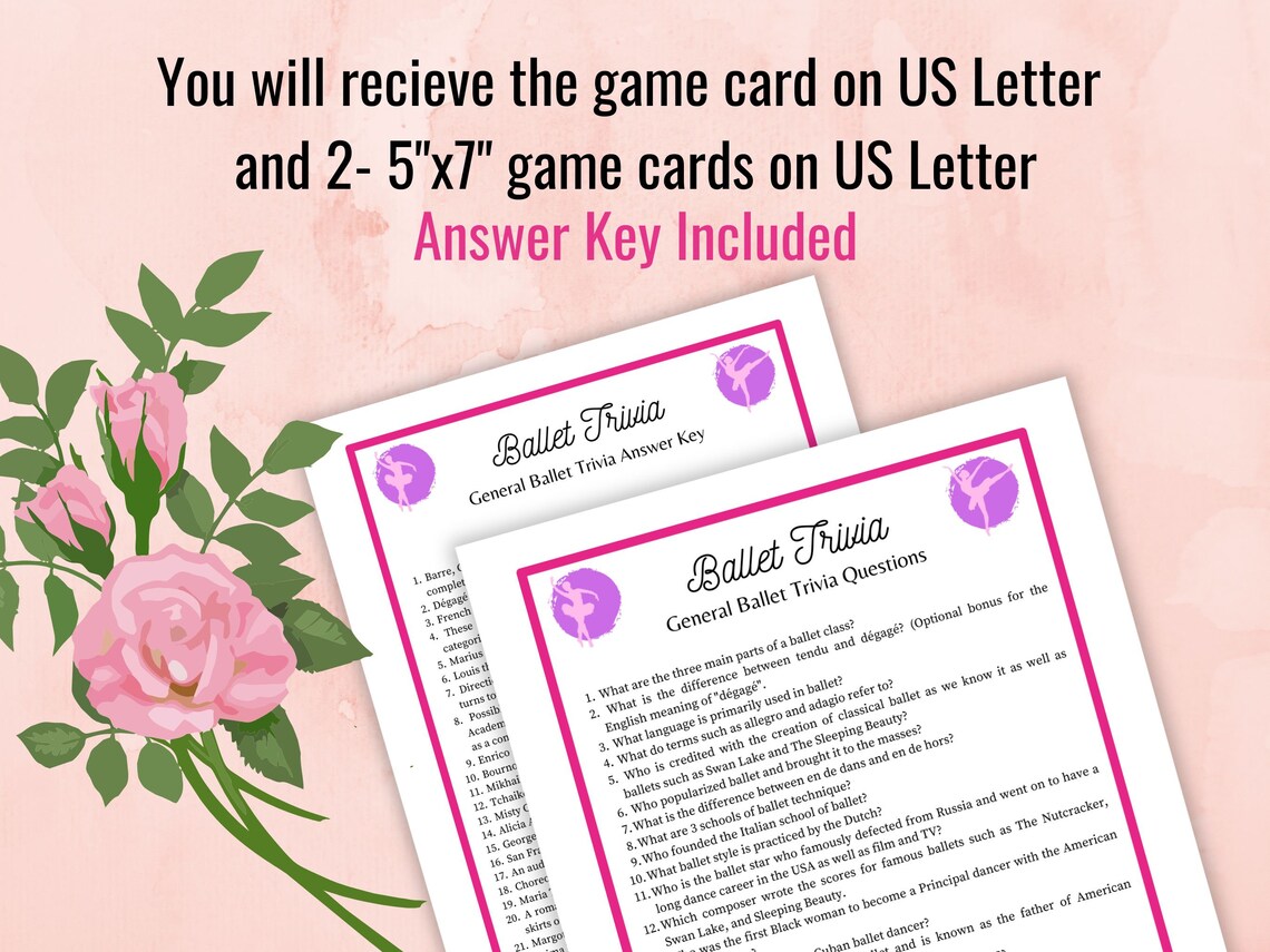 Ballet Trivia, Ballet Activity, Dance Game, Ballet Game, Ballet Quiz ...