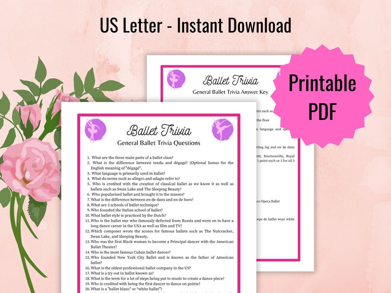 Ballet Trivia, Ballet Activity, Dance Game, Ballet Game, Ballet Quiz ...