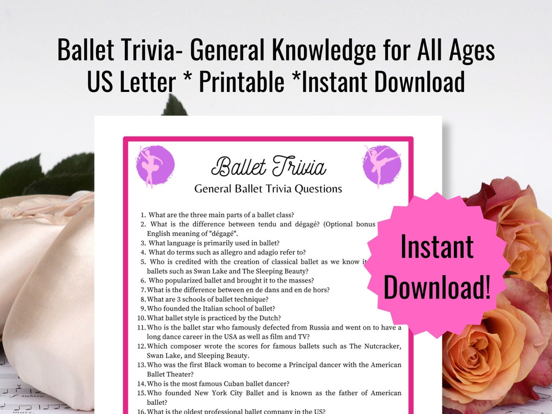 Ballet Trivia, Ballet Activity, Dance Game, Ballet Game, Ballet Quiz ...