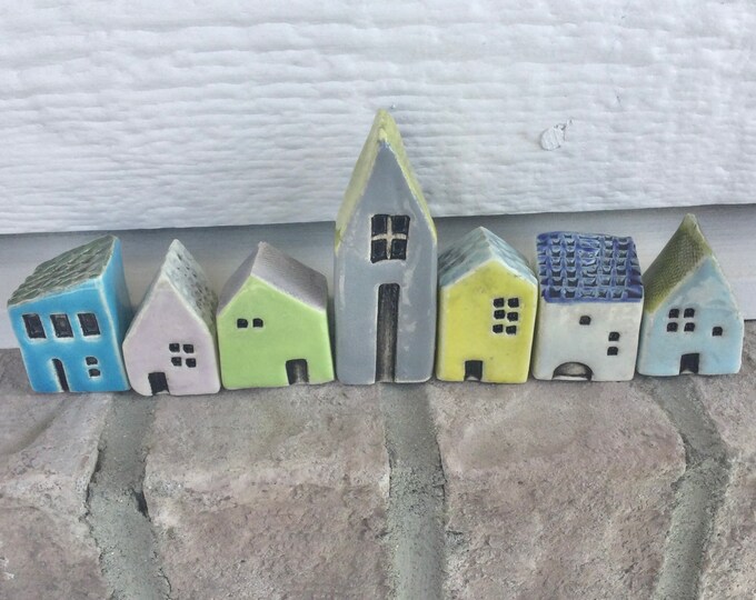 Ceramic Houses Set of 7 Houses Miniature Clay Tiny House - Etsy
