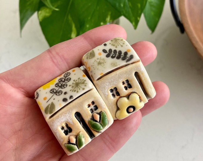 Porcelain Miniature Ceramic Houses, Pottery Houses Gift Heart Fairy ...