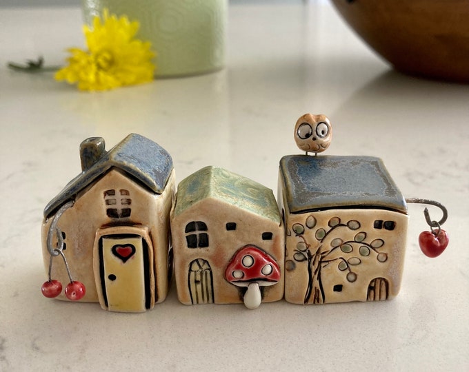 Porcelain Miniature Ceramic Houses, Pottery Houses Gift Heart Fairy ...