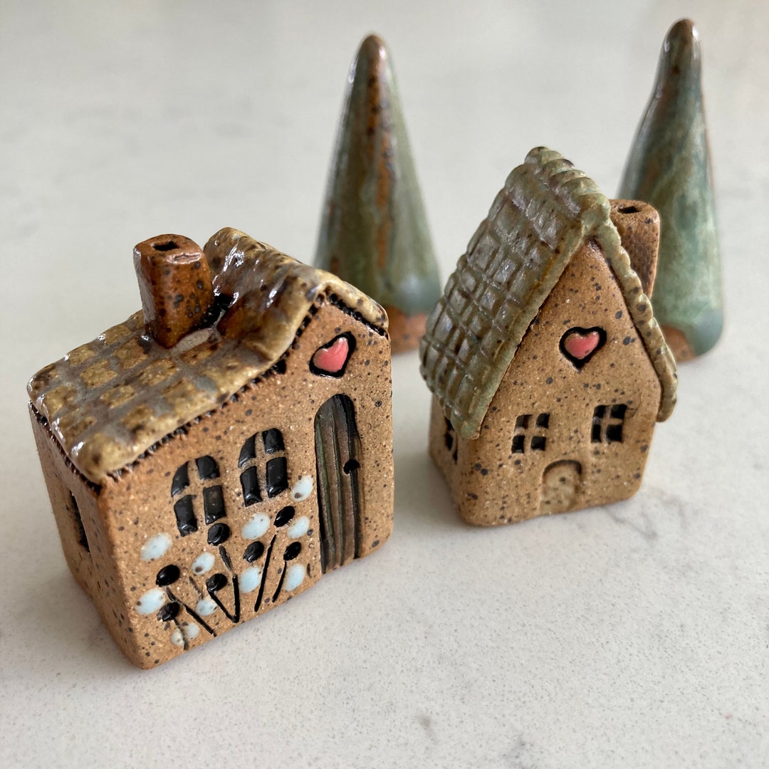 Porcelain Miniature Ceramic Houses, Pottery Houses Gift Heart Fairy ...
