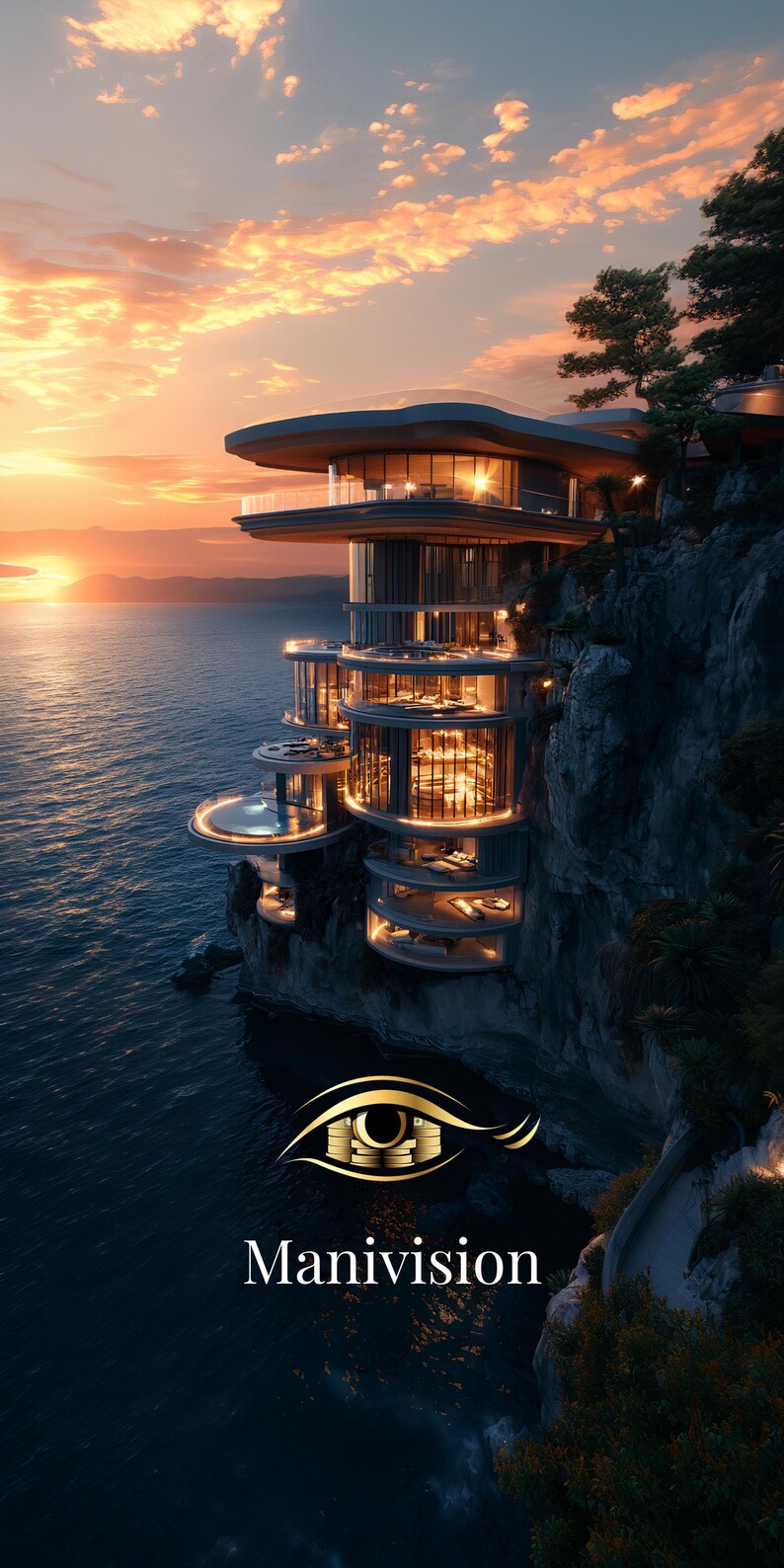 Cliffside Mansion Wallpaper Set | Luxury Lifestyle Phone + Desktop ...