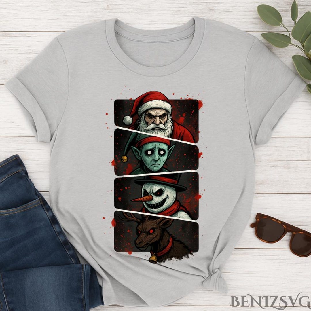 Creepy Christmas PNG: Gothic Horror Santa, Elf, Snowman, Reindeer ...