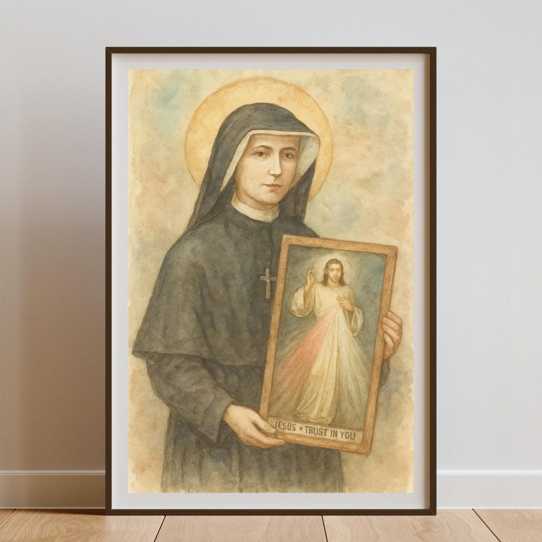 St. Faustina Kowalska and Divine Mercy - Catholic Wall Art Printable ...