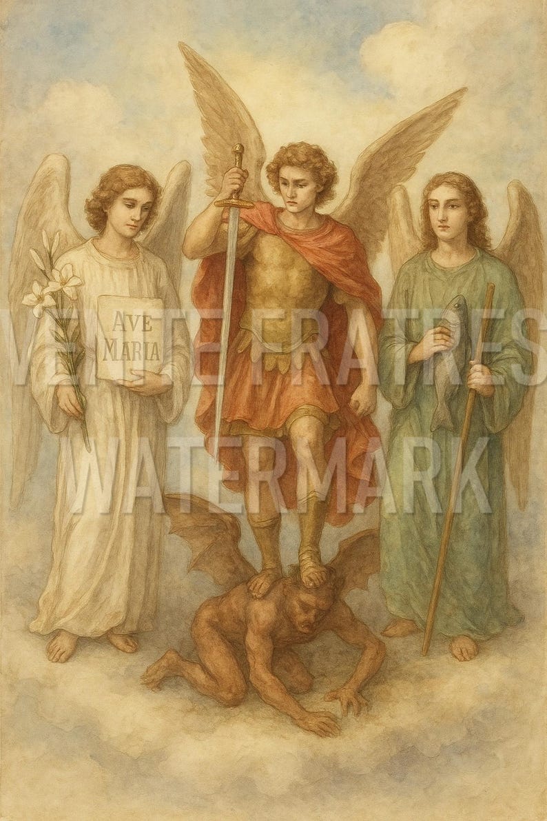 Archangels St. Michael, Gabriel, Raphael - Catholic Wall Art Printable ...
