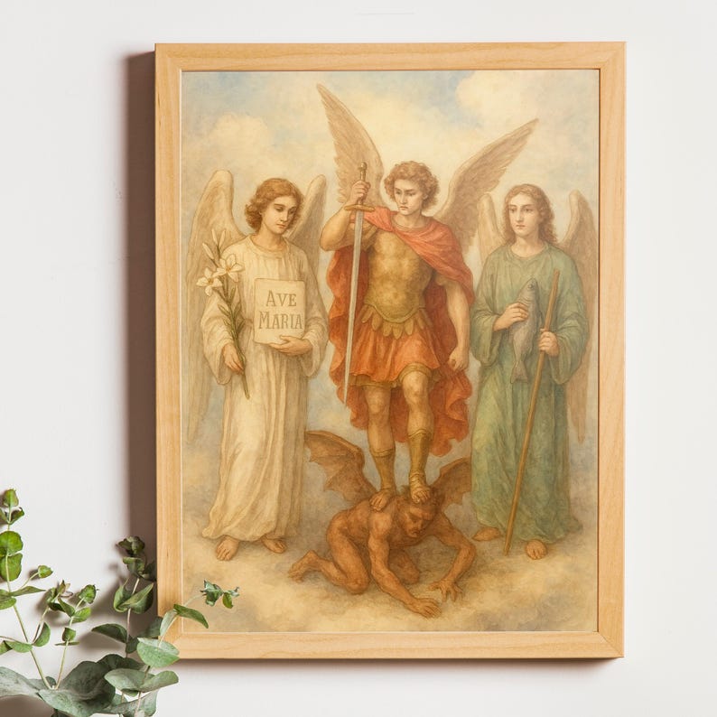 Archangels St. Michael, Gabriel, Raphael - Catholic Wall Art Printable ...