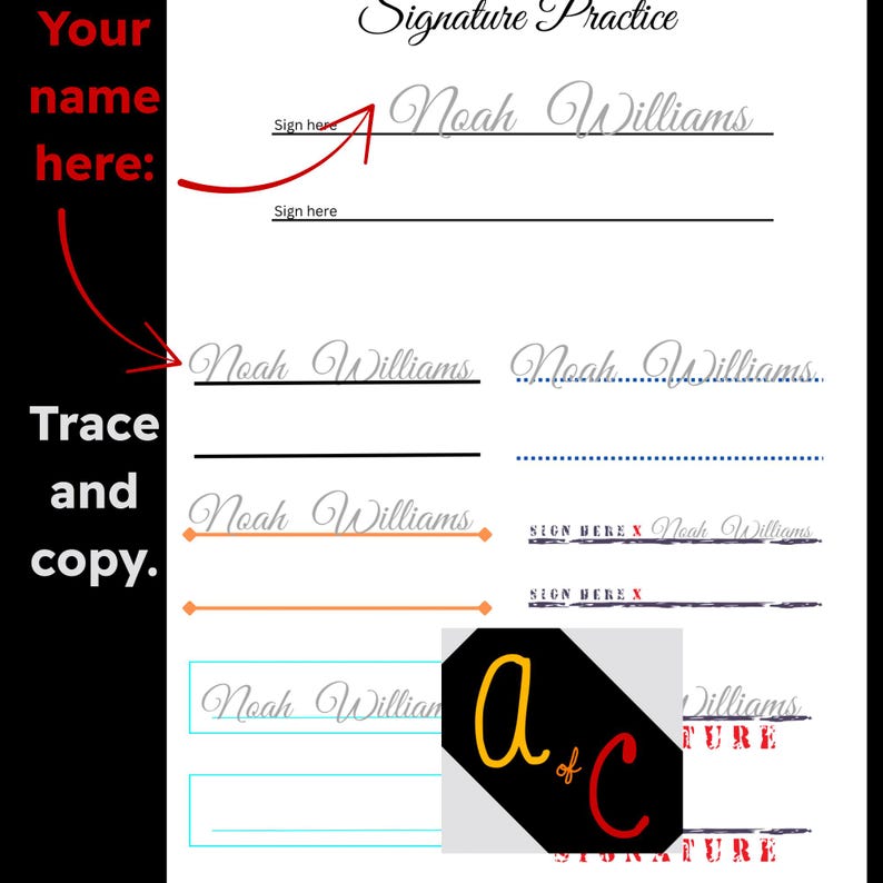 Extra Personalized Signature Practice Worksheets: Custom Name Script ...
