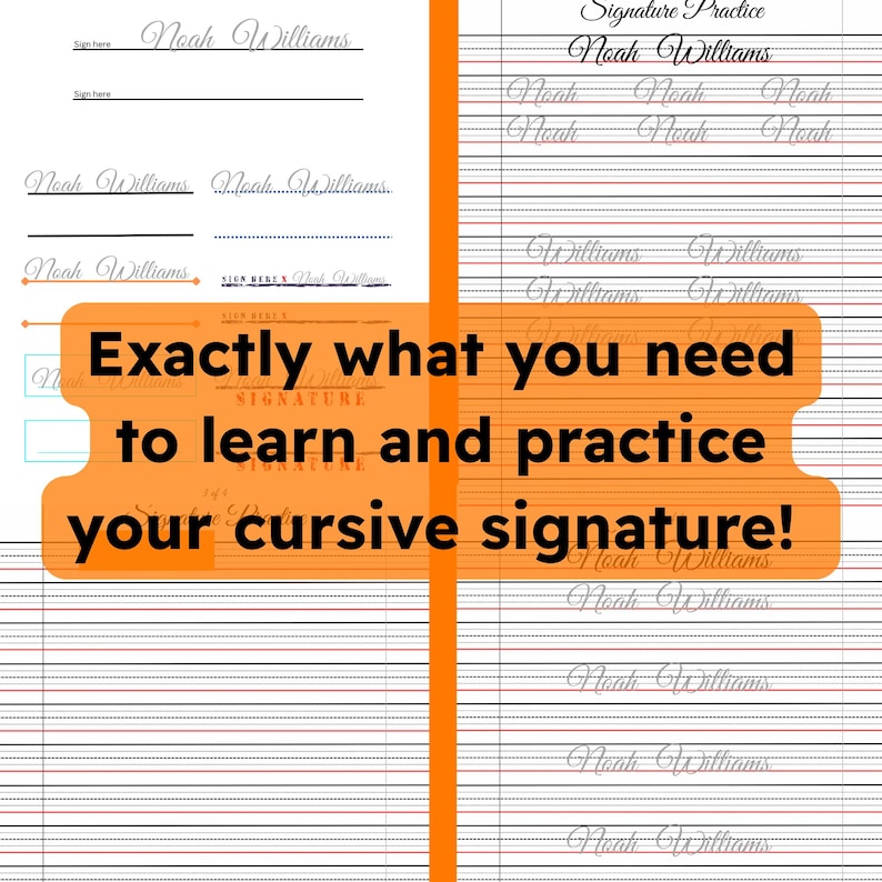 Personalized Signature Practice Worksheets: Custom Name Script (digital ...
